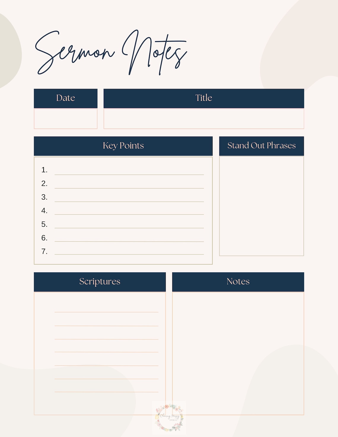 Printable and PDF Fillable Sermon Notes - Etsy