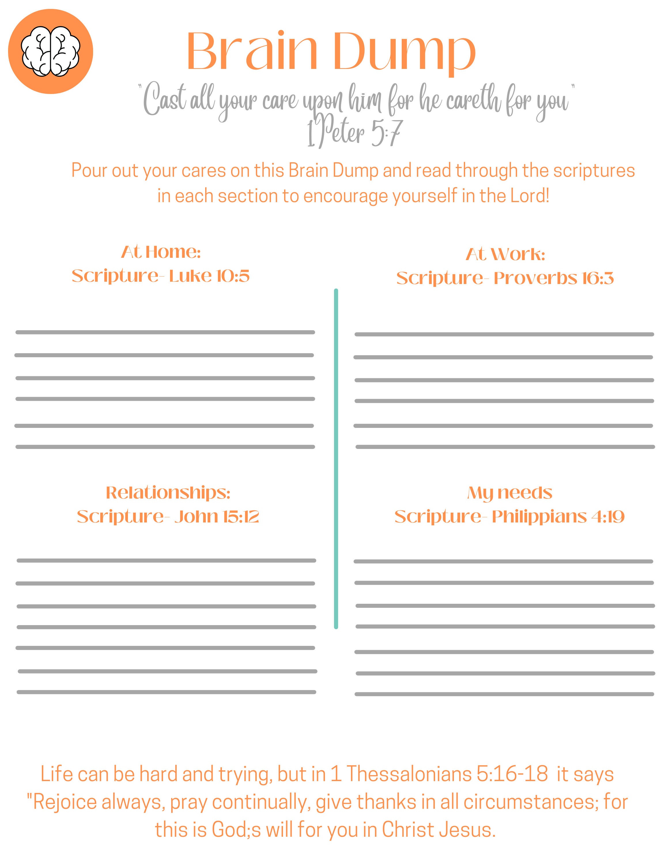 Brain Dump With Encouraging Scriptures (Instant Download) - Etsy