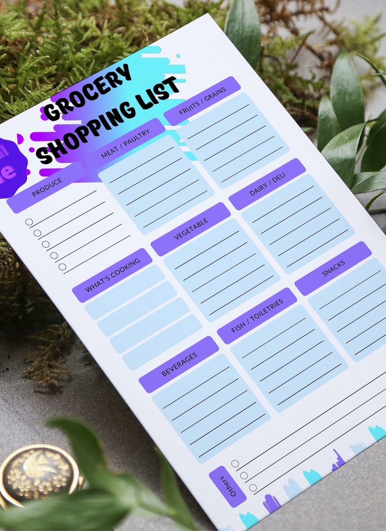 Purple Grocery Shopping List Printable Weekly Shopping List - Etsy