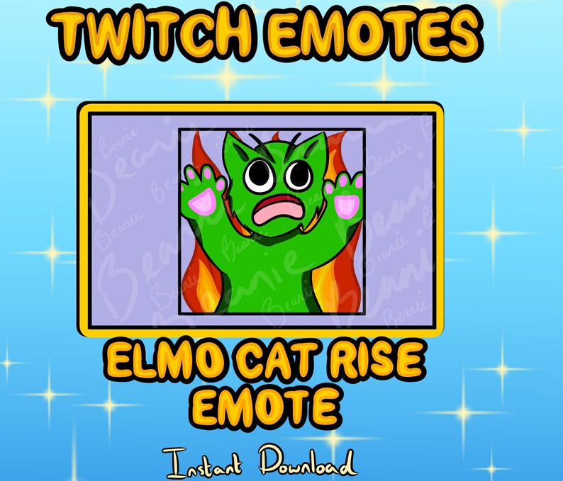 Elmo Cat Rise Emote For Twitchdiscord Red Etsy