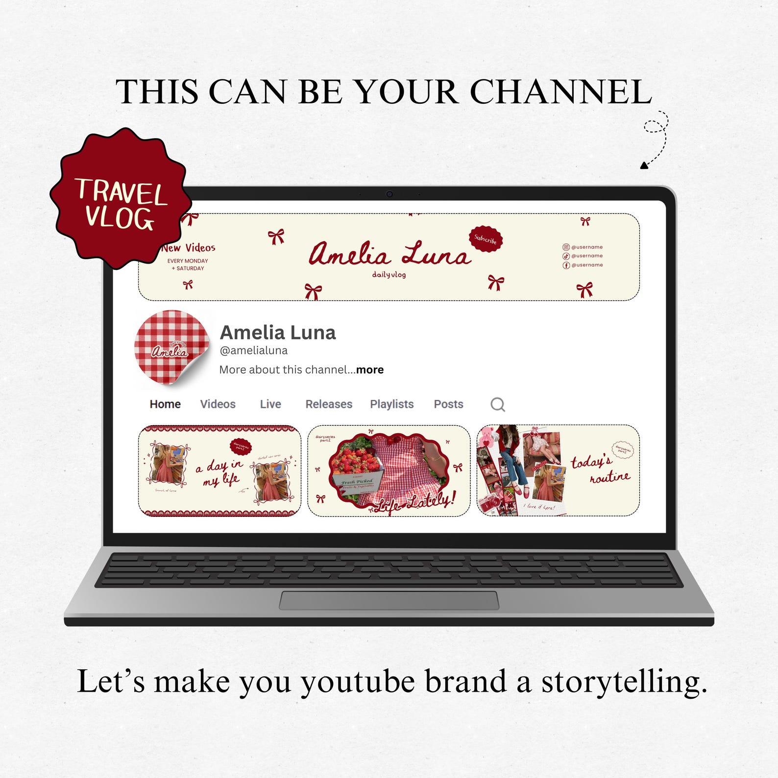 Youtube Branding Kit Templates Youtube Thumbnail Coquette Youtube ...