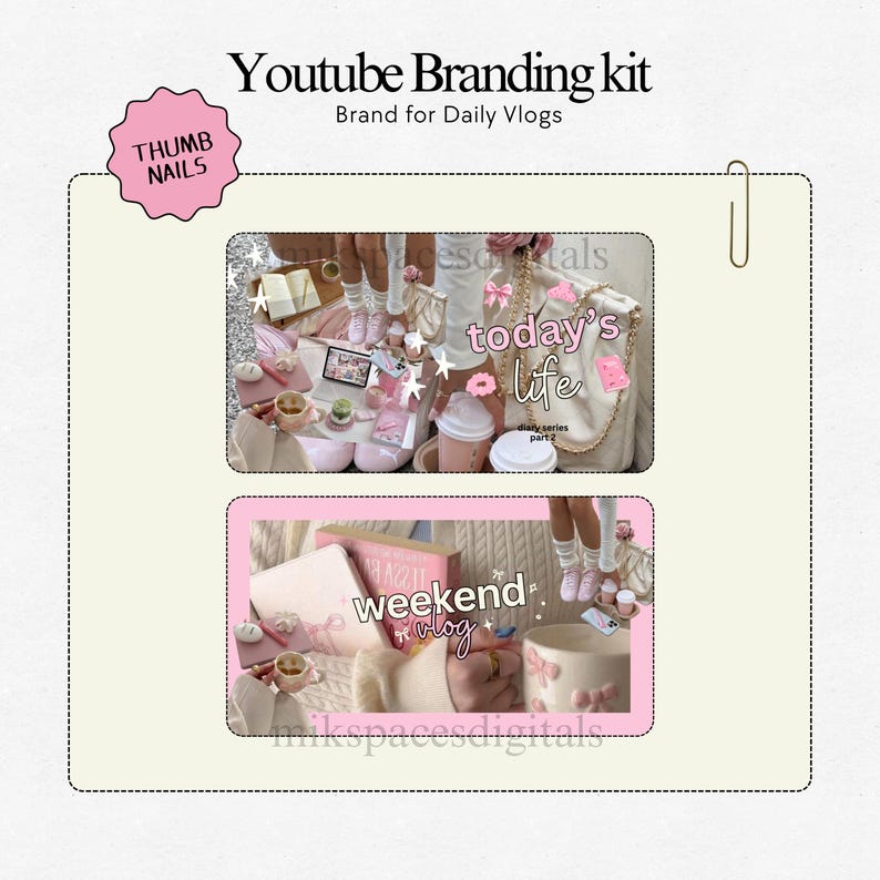 Youtube Branding Kit Youtube Thumbnail Templates Pink Theme Youtube ...