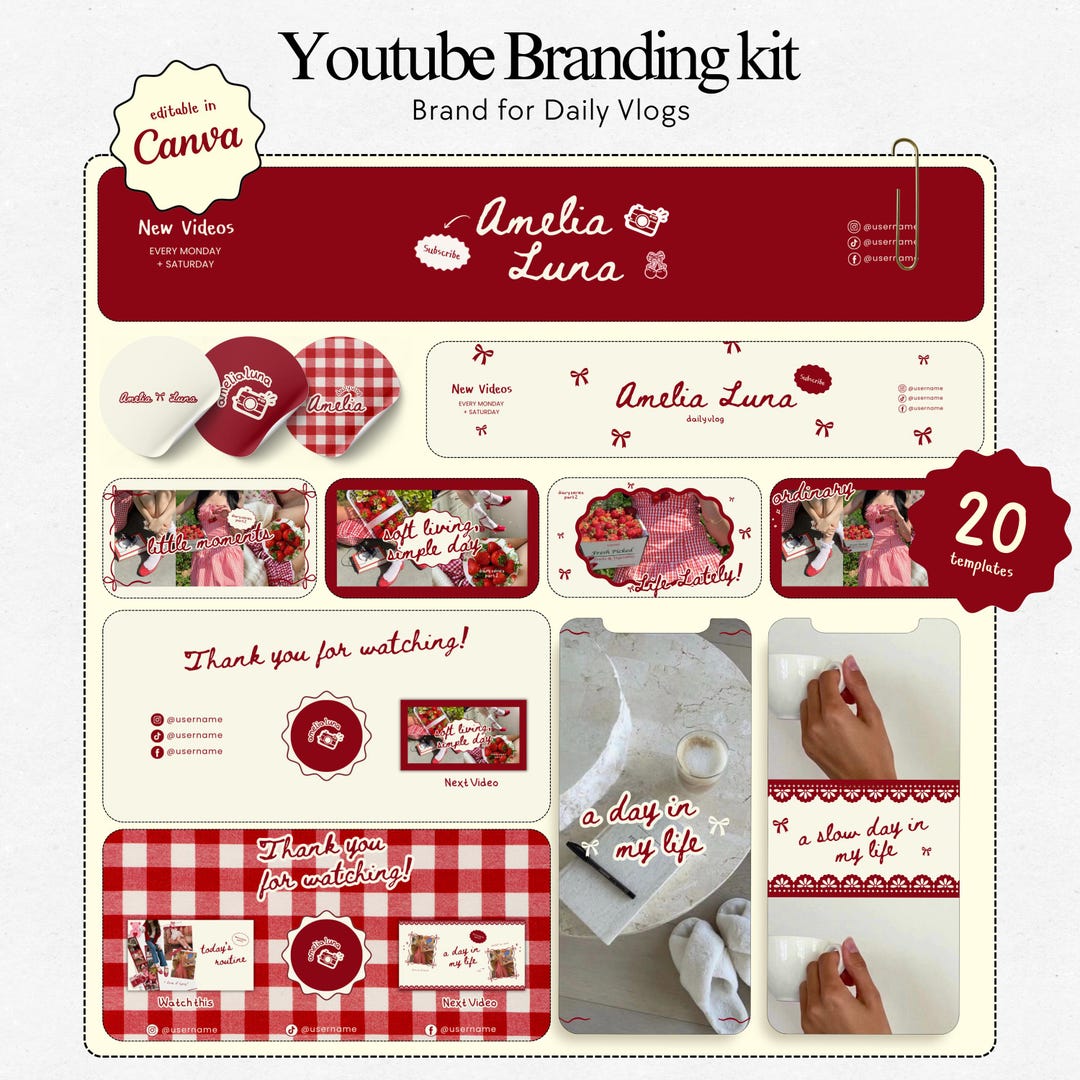 Youtube Branding Kit Templates Youtube Thumbnail Coquette Youtube ...