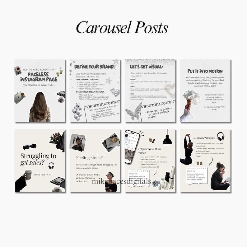 Aesthetic Carousel Templates Instagram Carousel Templates Social Media ...