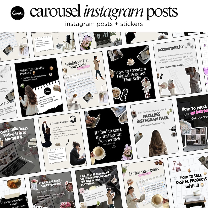 Aesthetic Carousel Templates Instagram Carousel Templates Social Media ...