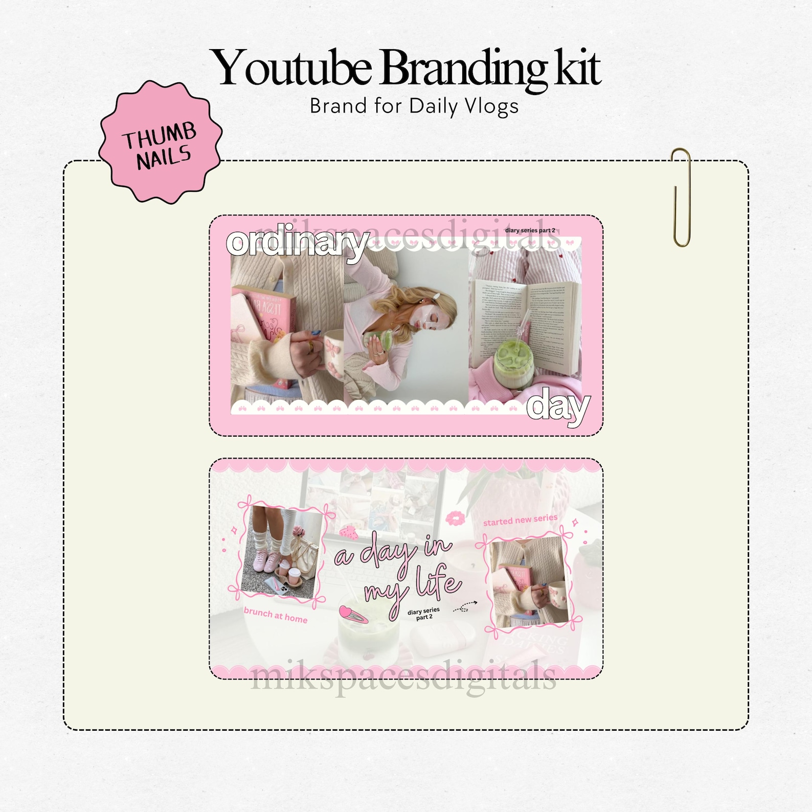Youtube Branding Kit Youtube Thumbnail Templates Pink Theme Youtube ...