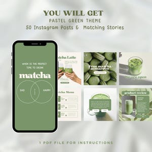 Matcha Instagram Templates | Cafe Shop Social Media Templates | Coffee ...