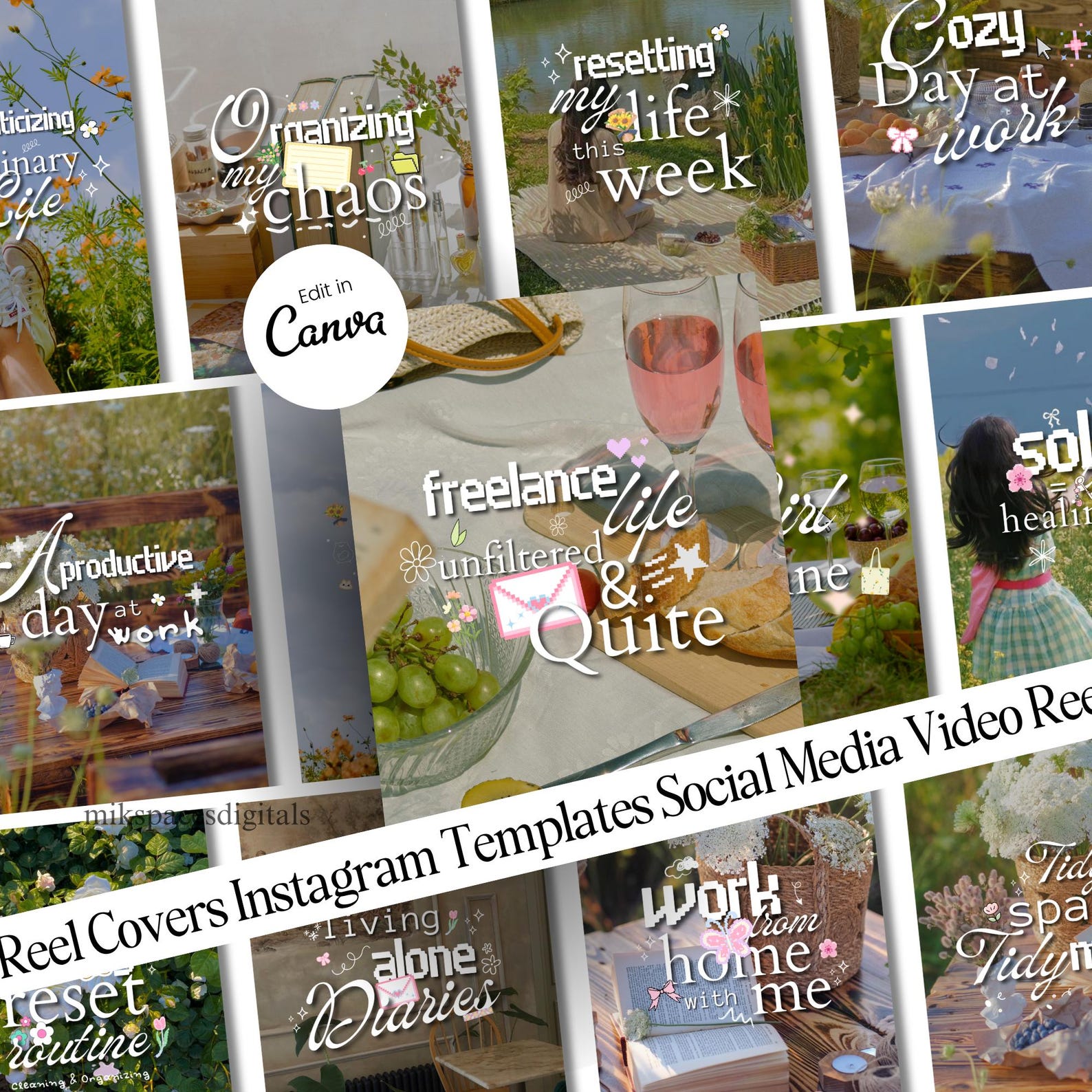 Faceless Vlog Instagram Reel Covers Templates Trendy Reels Mini Vlog ...