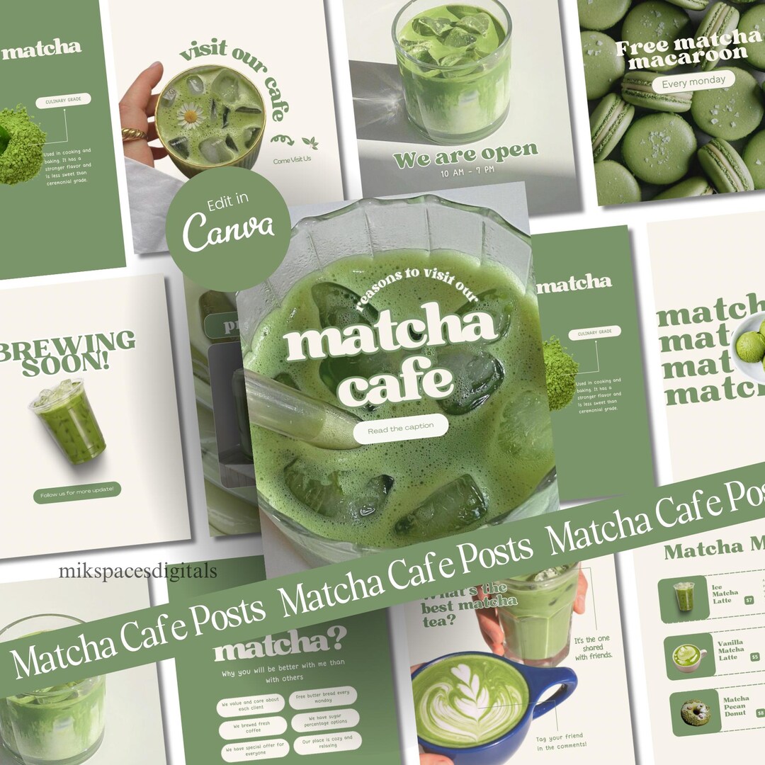 Matcha Instagram Templates | Cafe Shop Social Media Templates | Coffee ...