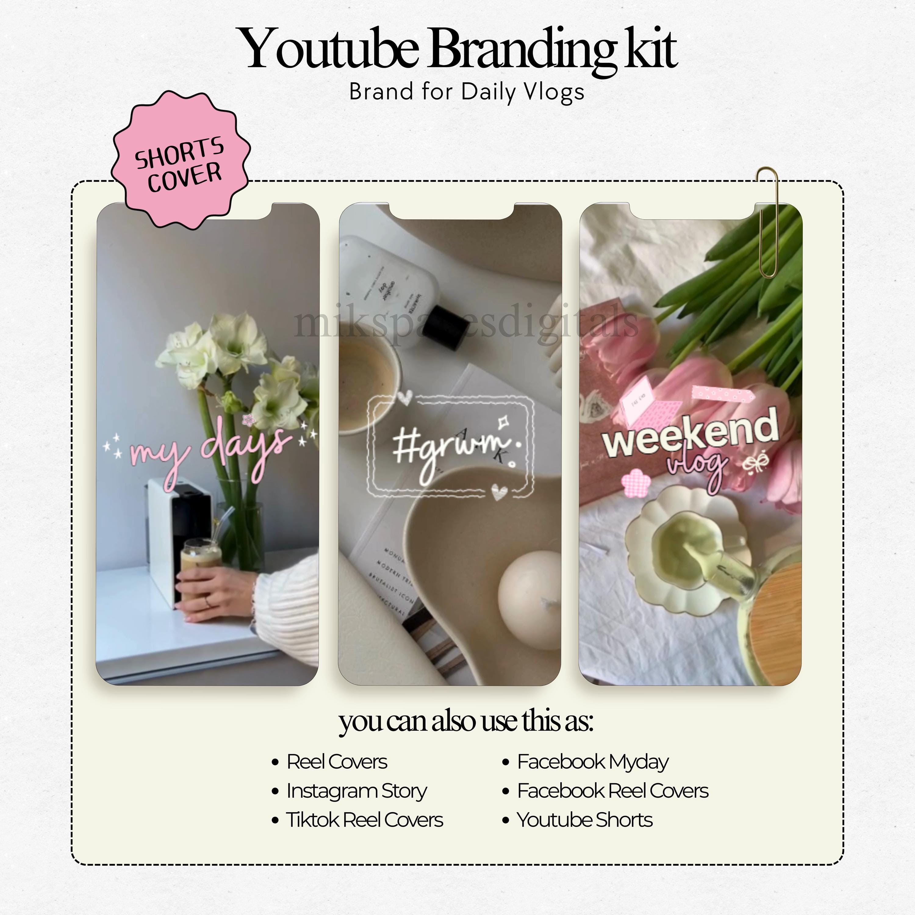 Youtube Branding Kit Youtube Thumbnail Templates Pink Theme Youtube ...