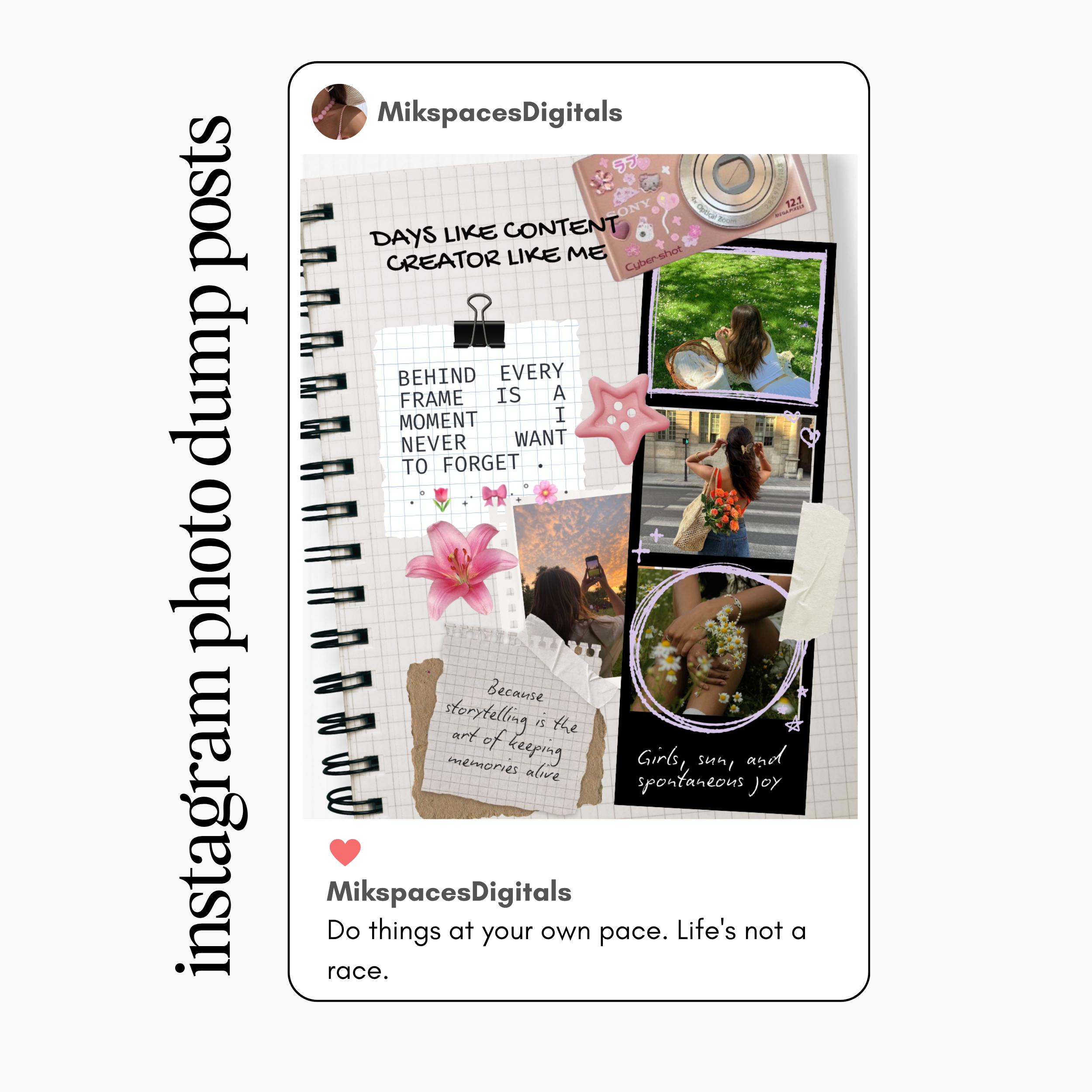 Instagram Photo Dump Posts Templates Content Creator Canva Scrapbooking ...