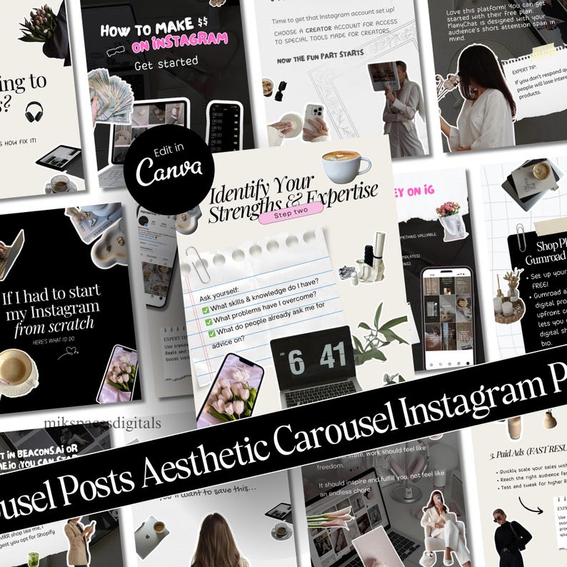 Aesthetic Carousel Templates Instagram Carousel Templates Social Media ...