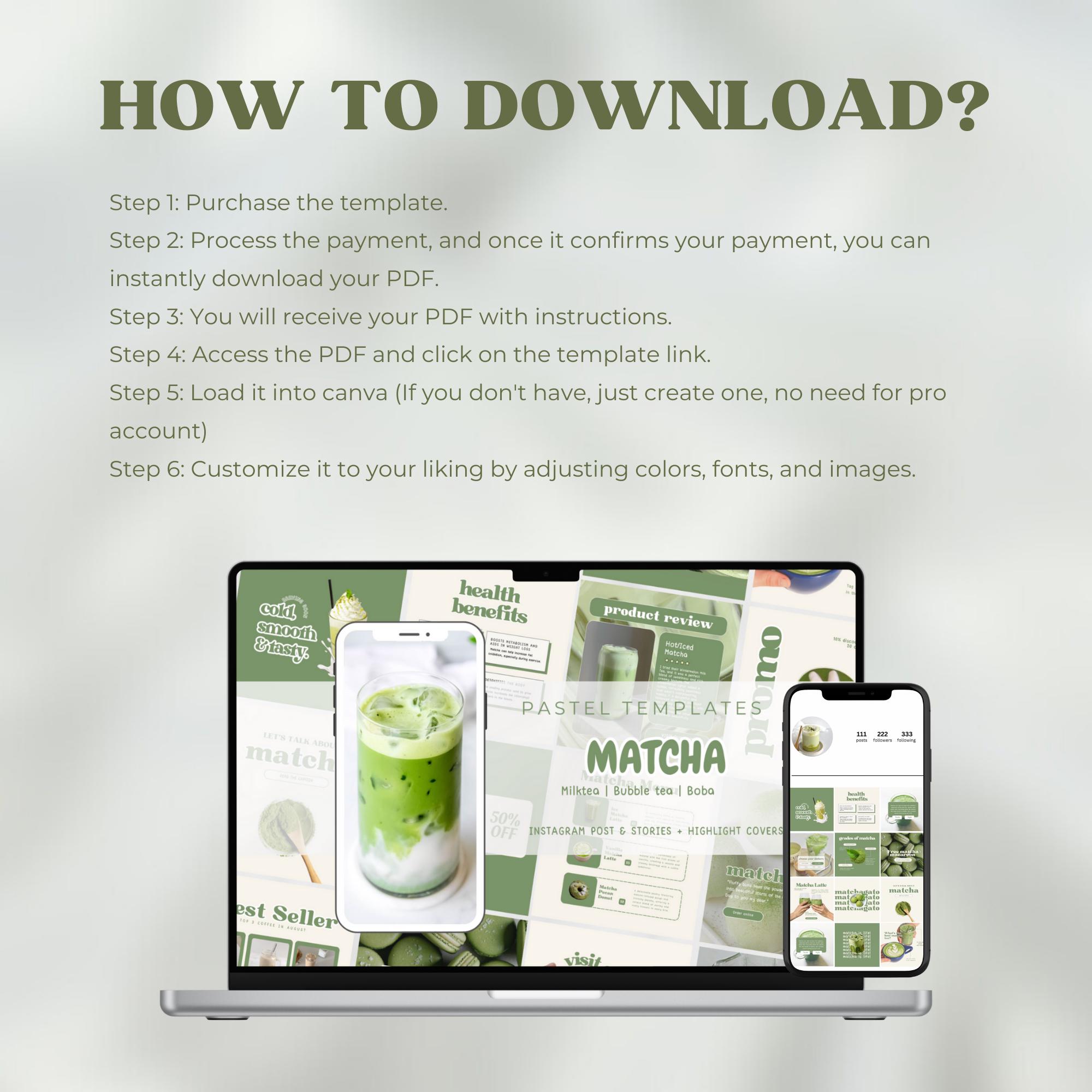 Matcha Instagram Templates | Cafe Shop Social Media Templates | Coffee ...