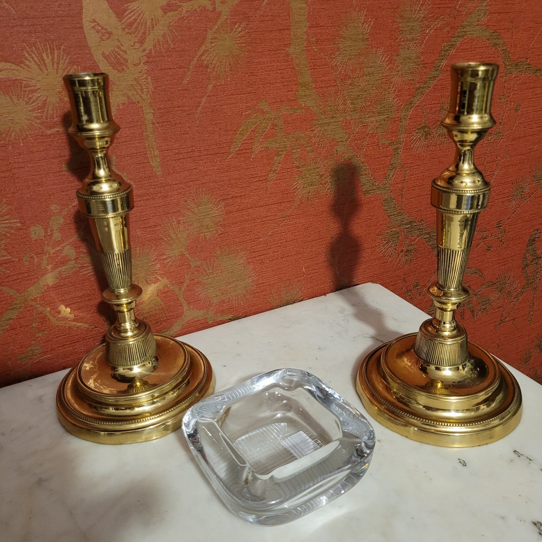 Pair of Large Golden Napoleon Candelabra Candelabra Candlesticks ...