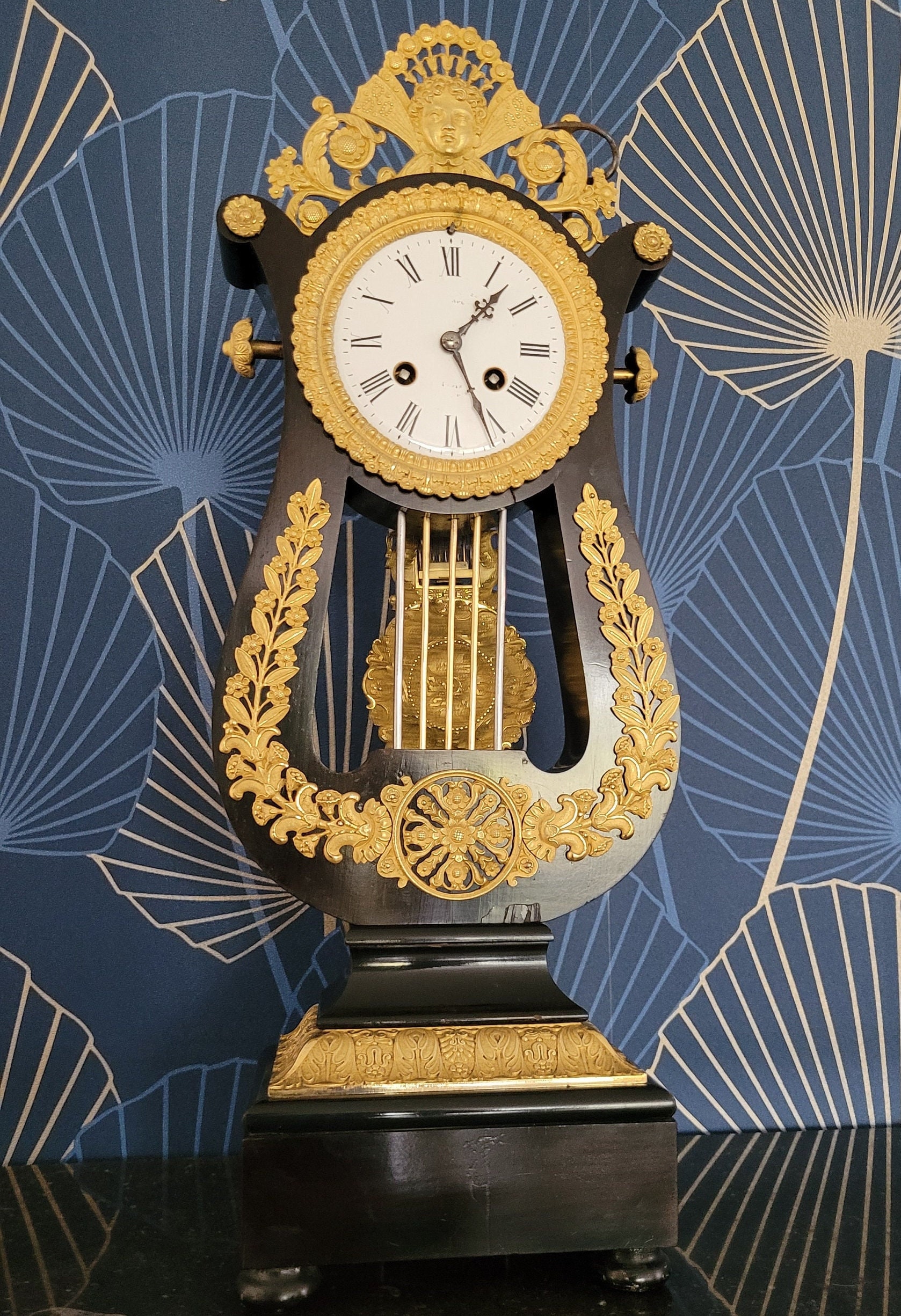 Empire Gilt Bronze Ebony Pendulum Napoleon 3 Victorian Cartel Clock - Etsy