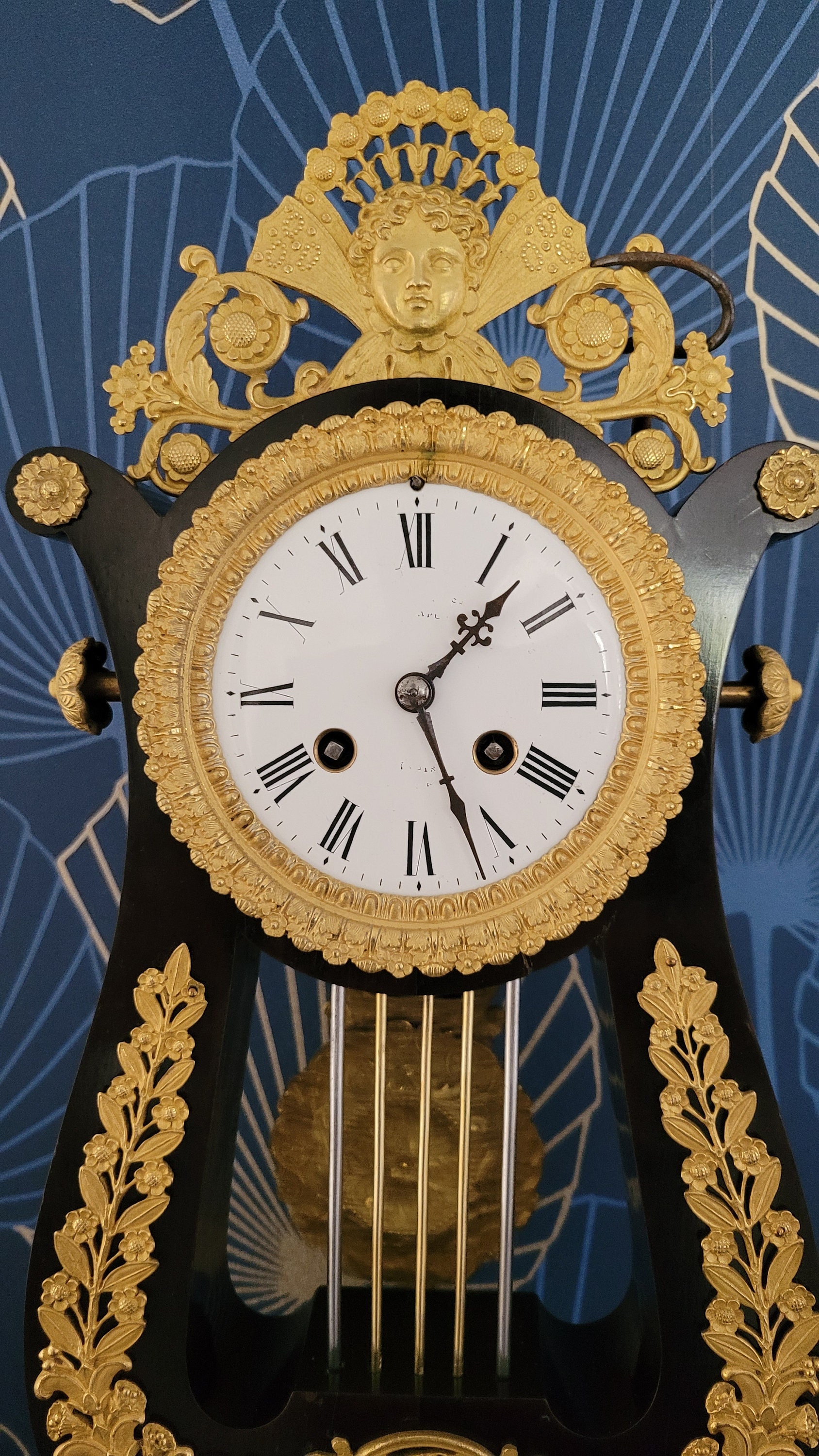 Empire Gilt Bronze Ebony Pendulum Napoleon 3 Victorian Cartel Clock - Etsy