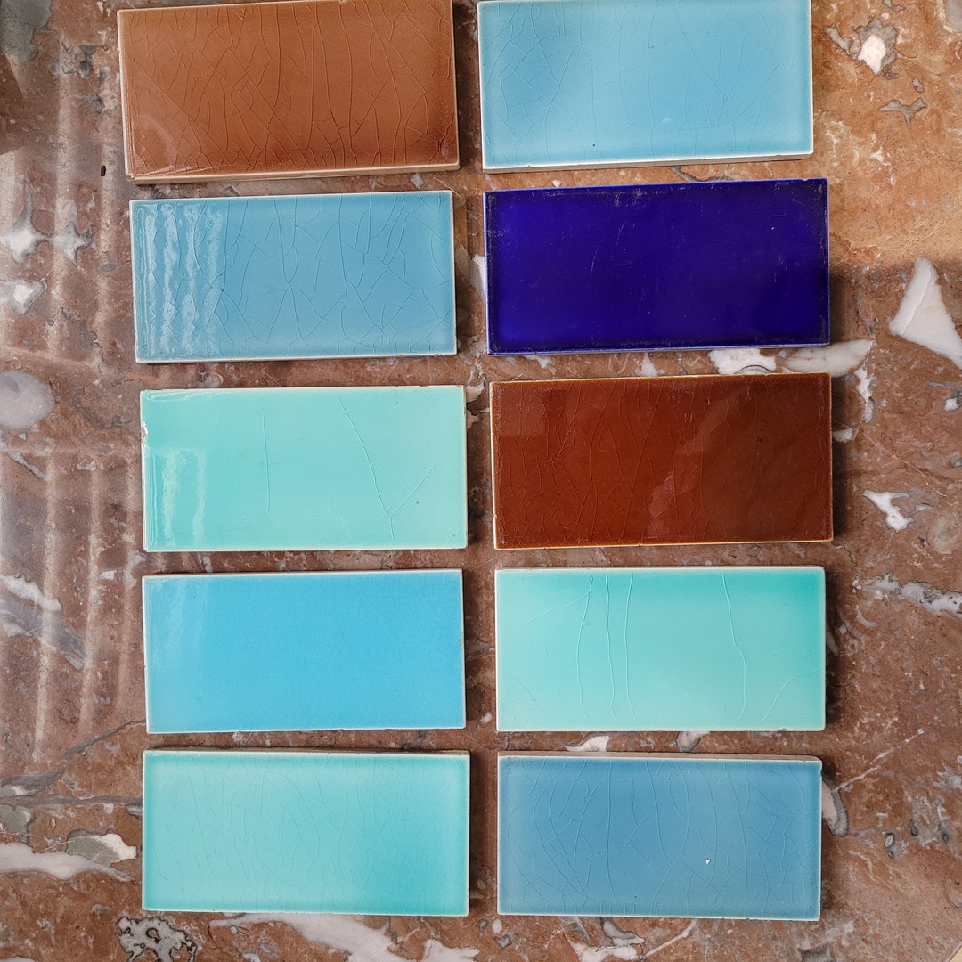 Antique Lot, Set of 10 French Tiles Epoque Napoléon III, Victorian Gien ...
