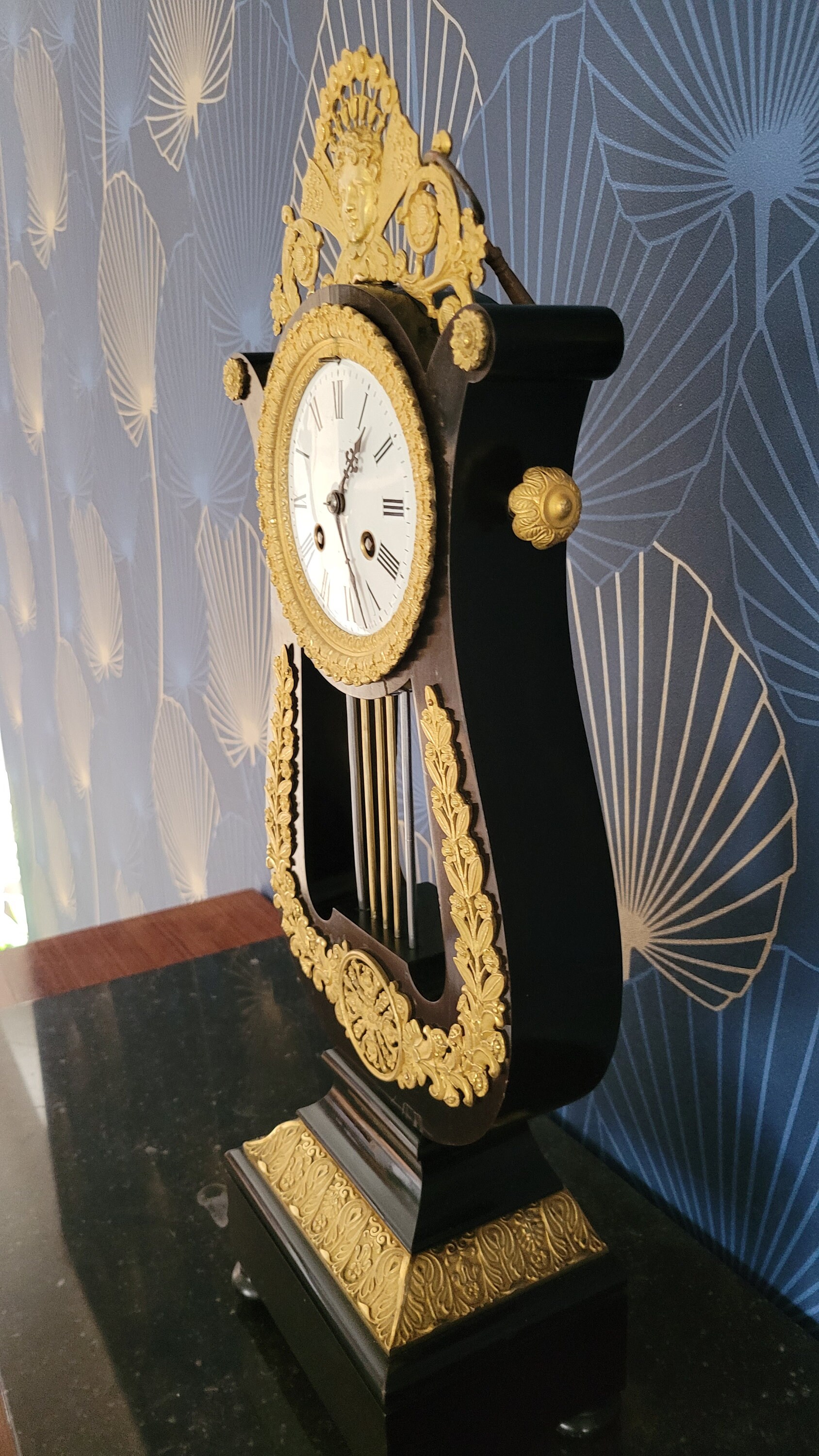 Empire Gilt Bronze Ebony Pendulum Napoleon 3 Victorian Cartel Clock - Etsy