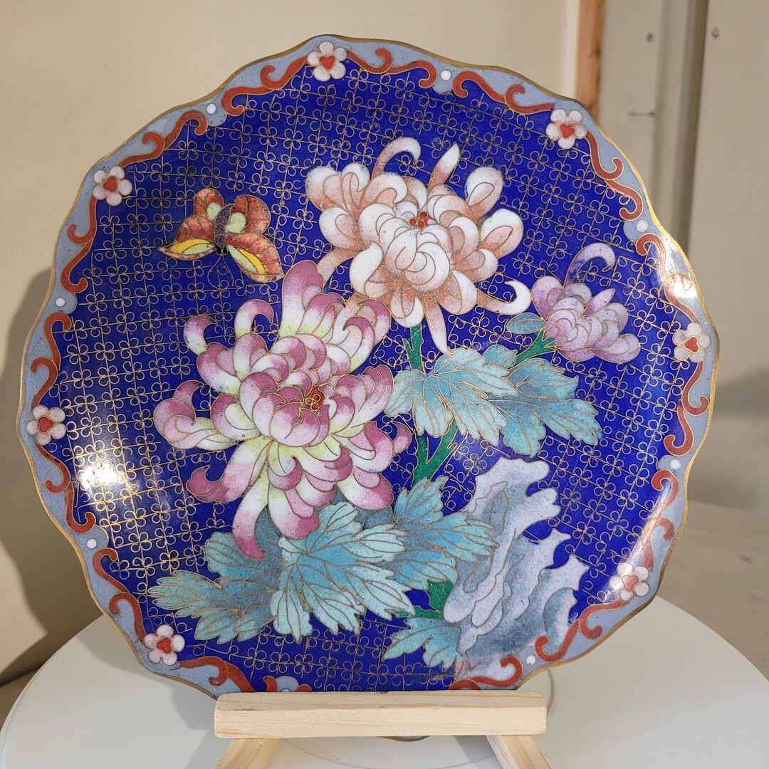 Partitioned Enamelled Plate, Ancestral Chinese Work, Very Beautiful ...