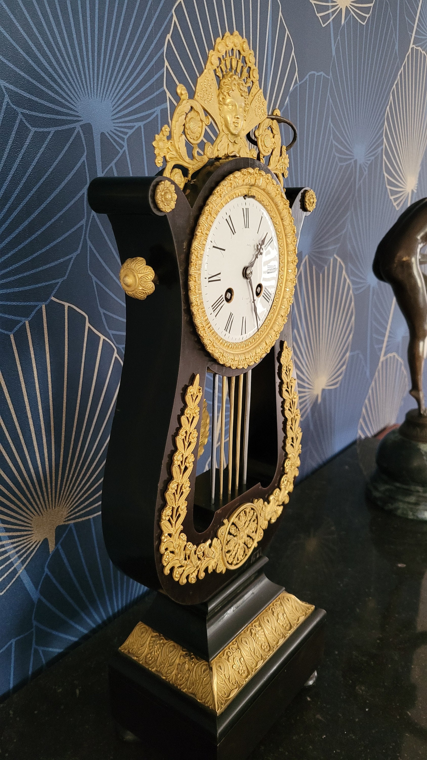Empire Gilt Bronze Ebony Pendulum Napoleon 3 Victorian Cartel Clock - Etsy