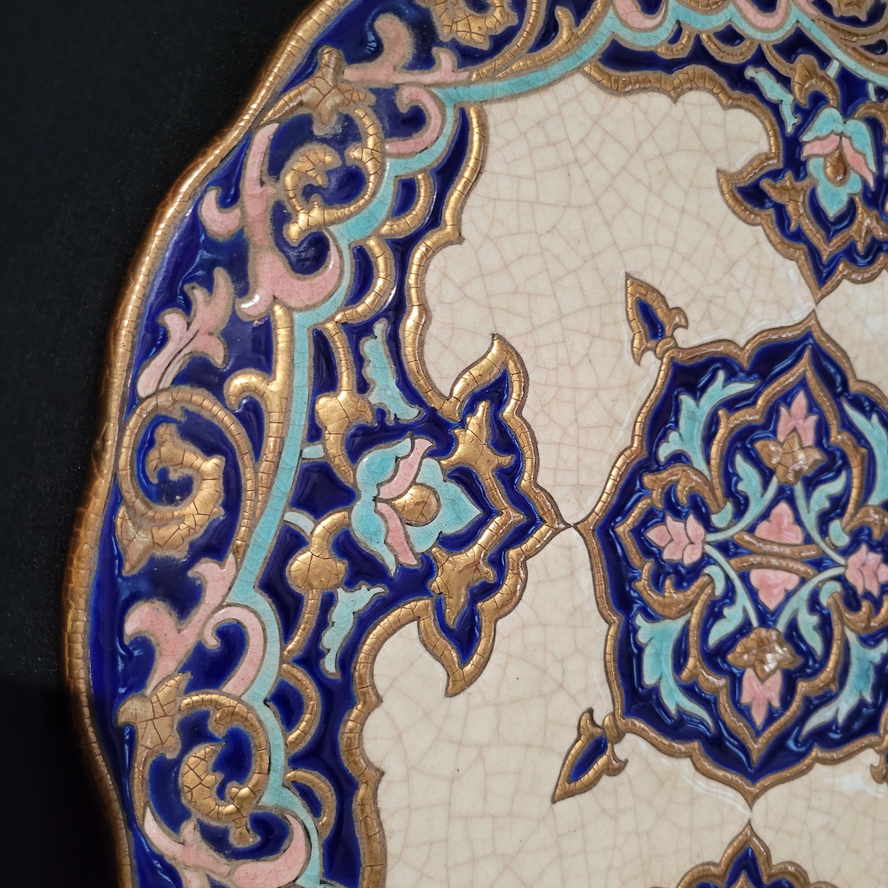 Antique Very Large Dish 34.5cm Enamels of Longwy Decor P Mignon Limited ...