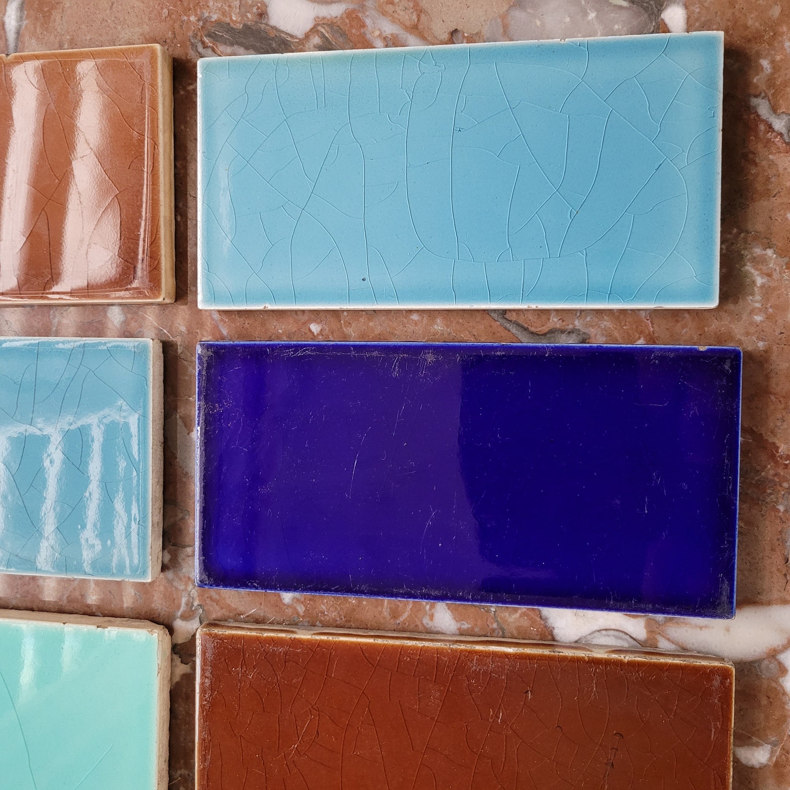 Antique Lot, Set of 10 French Tiles Epoque Napoléon III, Victorian Gien ...
