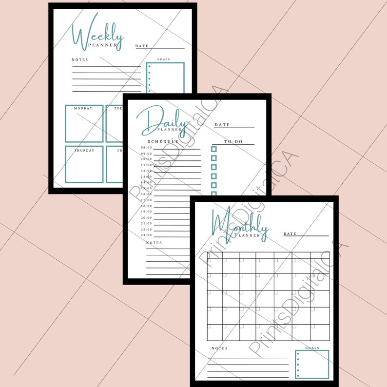 Downloadable Daily, Weekly, Monthly Sheets - Etsy