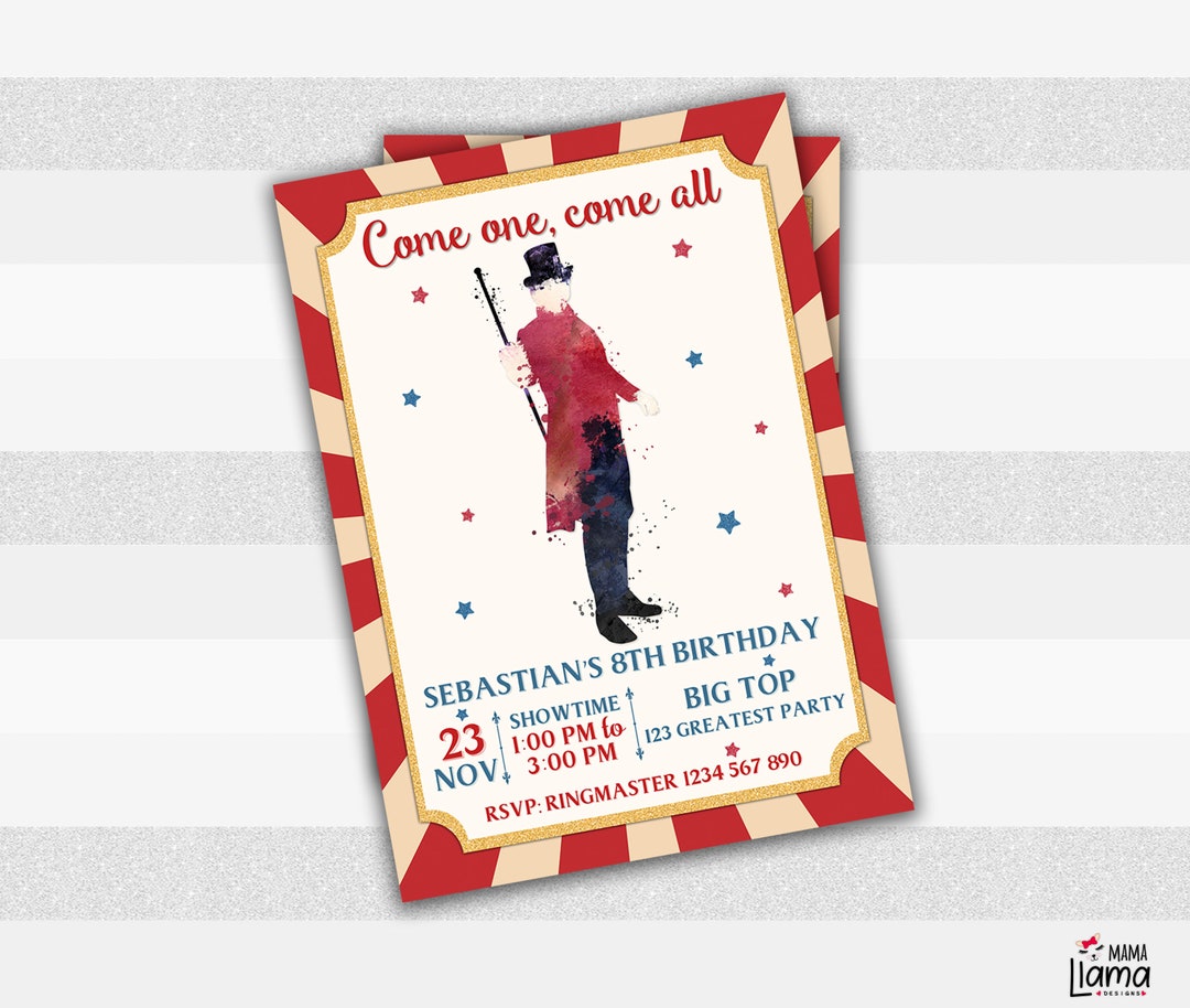 Circus Invitation, Vintage Party Invite, Greatest Showman, Ringmaster ...
