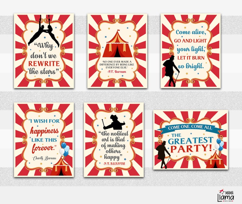 Circus Signs, Greatest Showman, Circus Birthday Party, Quotes Canvas ...