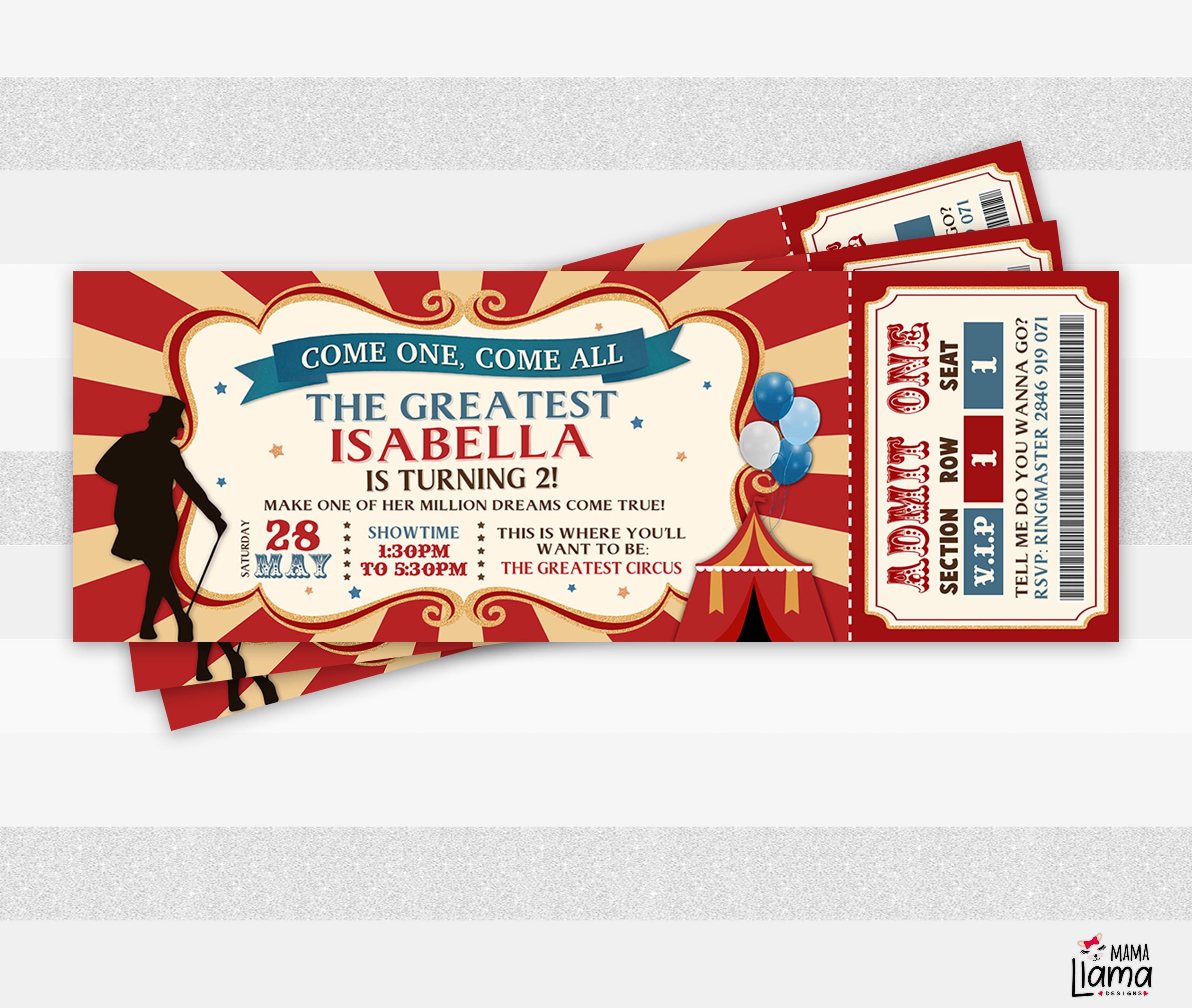 Tickets Invite, Circus Invitation, Greatest Showman, Ringmaster Invite ...