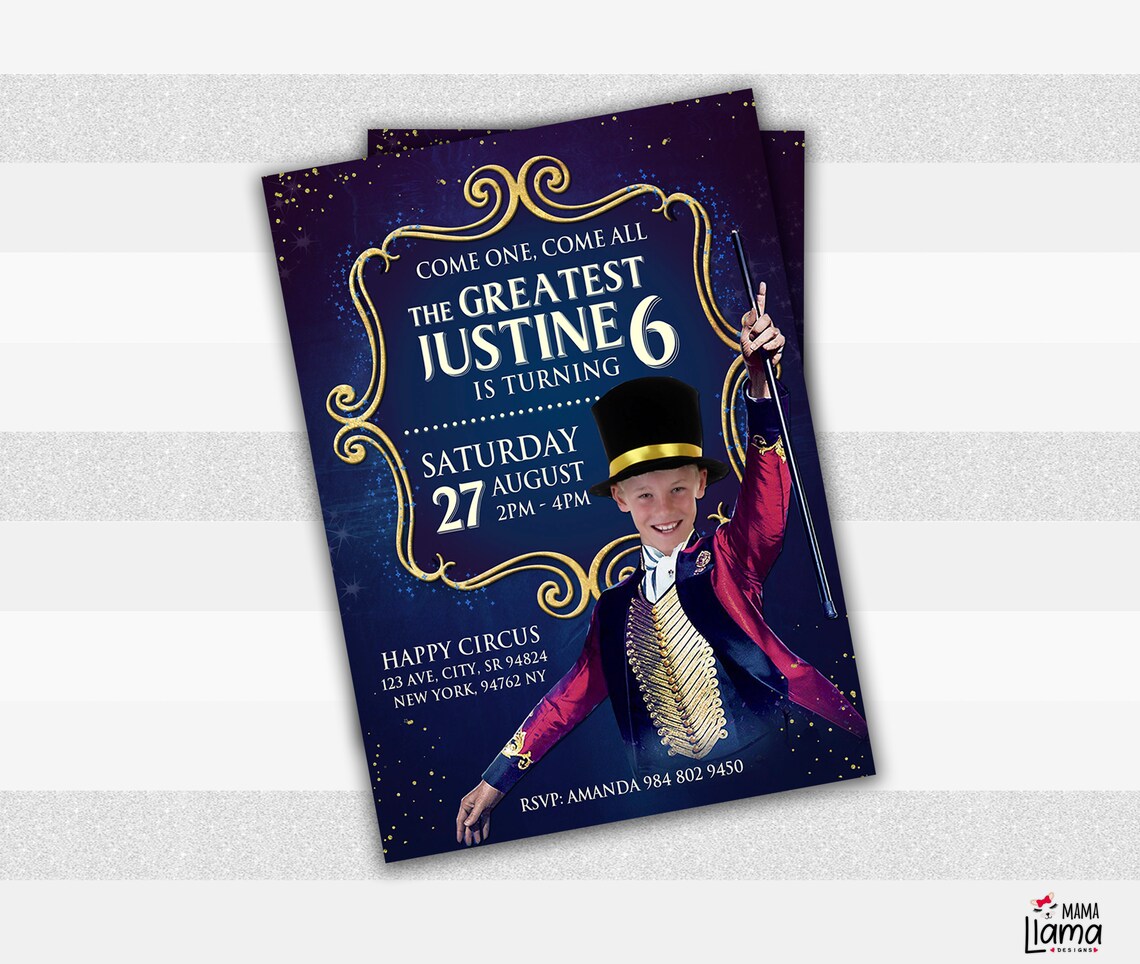 Circus Invitation, Party Invite, Greatest Showman, Ringmaster Invite ...