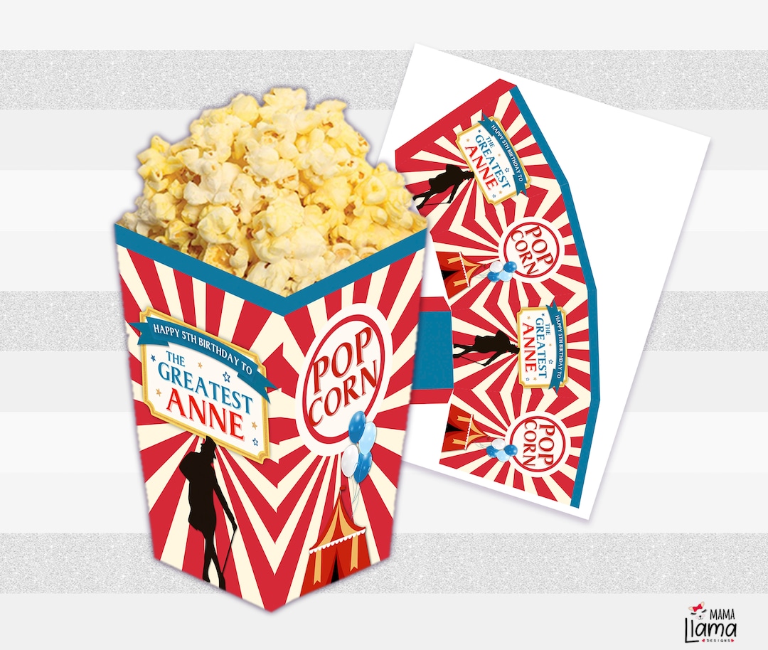 POP CORN BOX Template, Circus Box, Greatest Showman, Anne Wheeler ...
