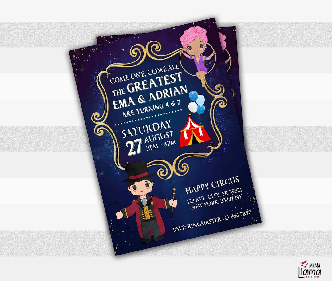 Circus Invitation, Party Invite, Greatest Showman, Ringmaster Invite ...