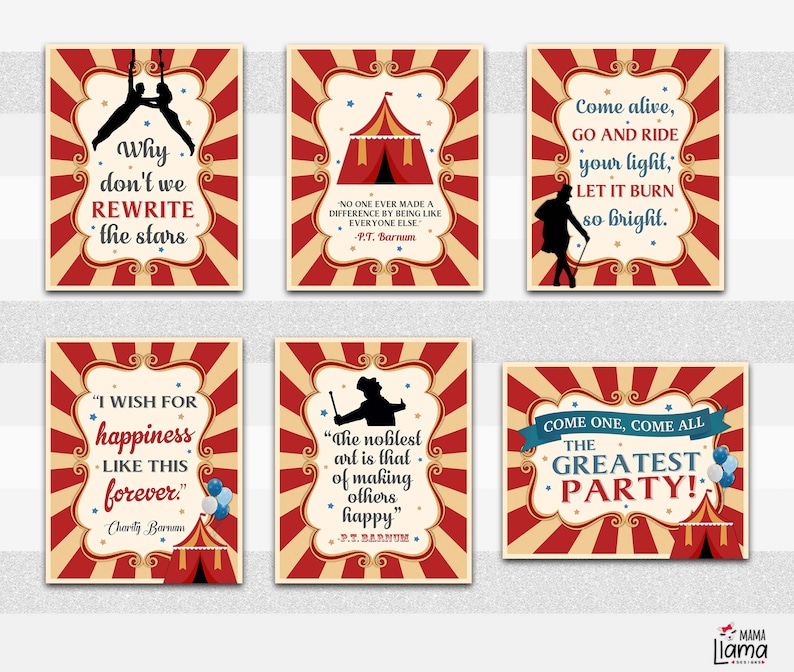 Circus Signs Greatest Showman Circus Birthday Party Quotes - Etsy