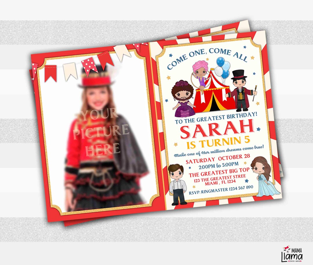 Circus Invitation, Party Invite, Greatest Showman, Ringmaster Invite ...