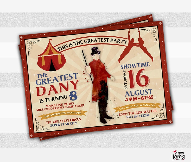 Circus Invitation, Vintage Party Invite, Greatest Showman, Ringmaster ...