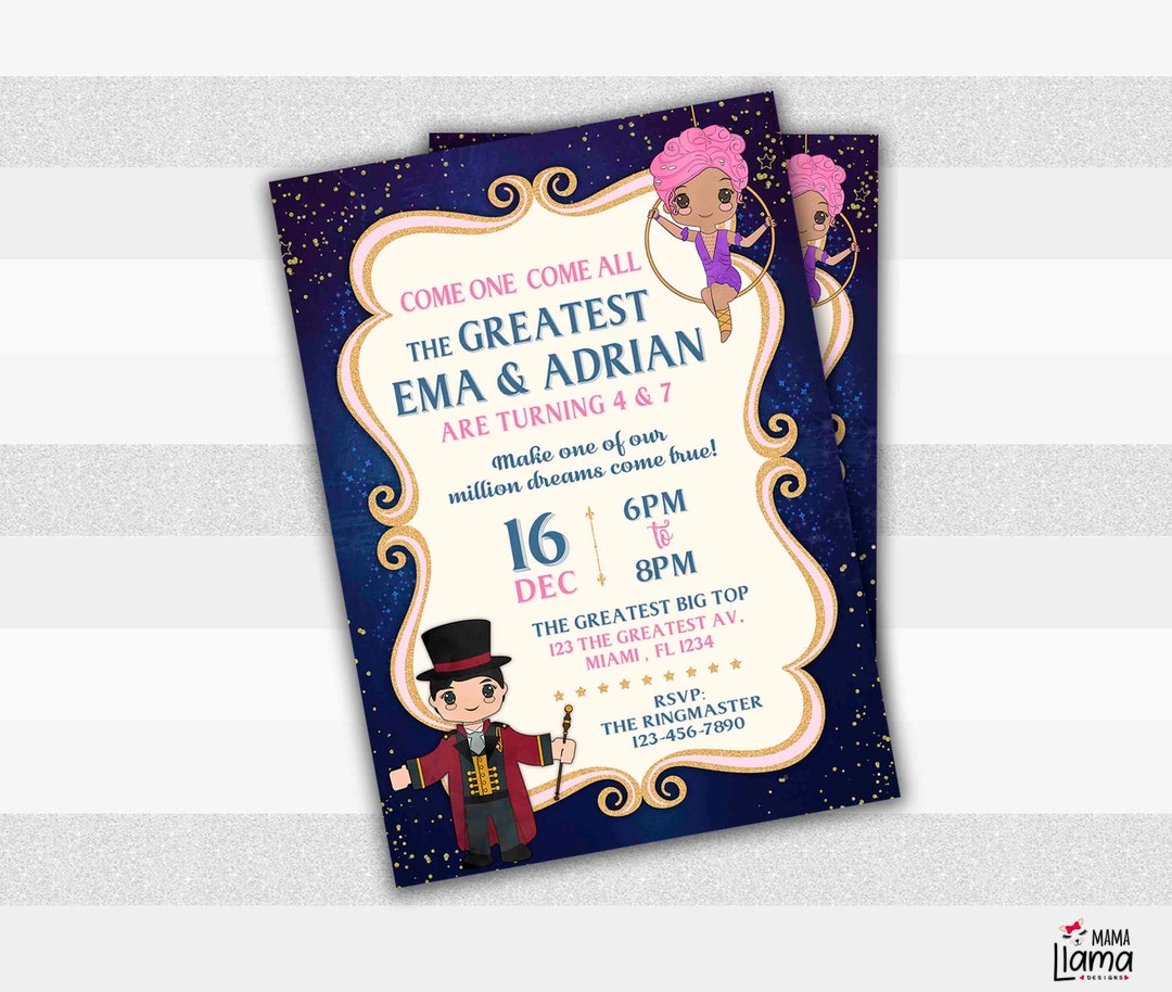 Circus Invitation, Party Invite, Greatest Showman, Ringmaster Invite ...