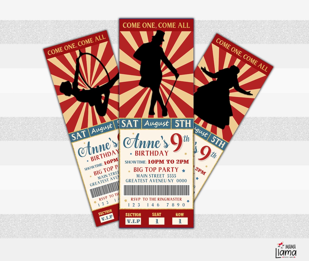 Tickets Invite, Circus Invitation, Greatest Showman, Ringmaster Invite ...