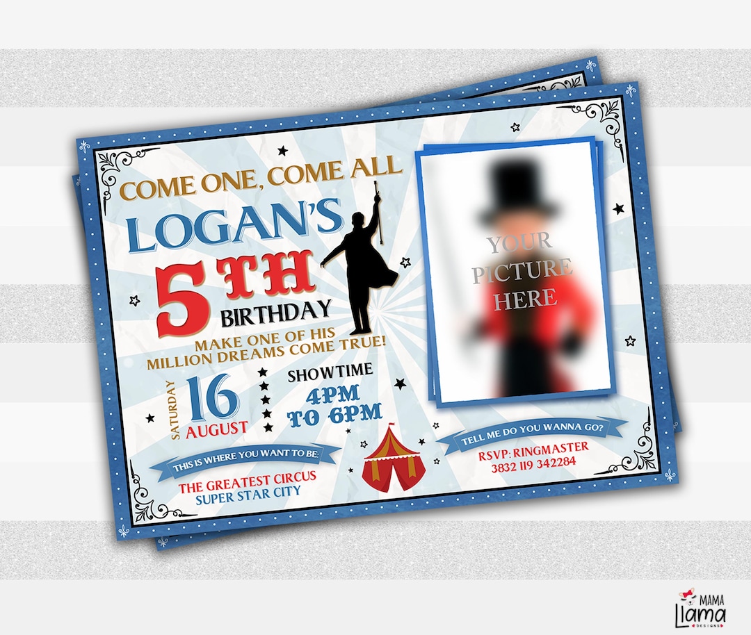 Circus Invitation, Party Invite, Greatest Showman, Ringmaster Invite ...