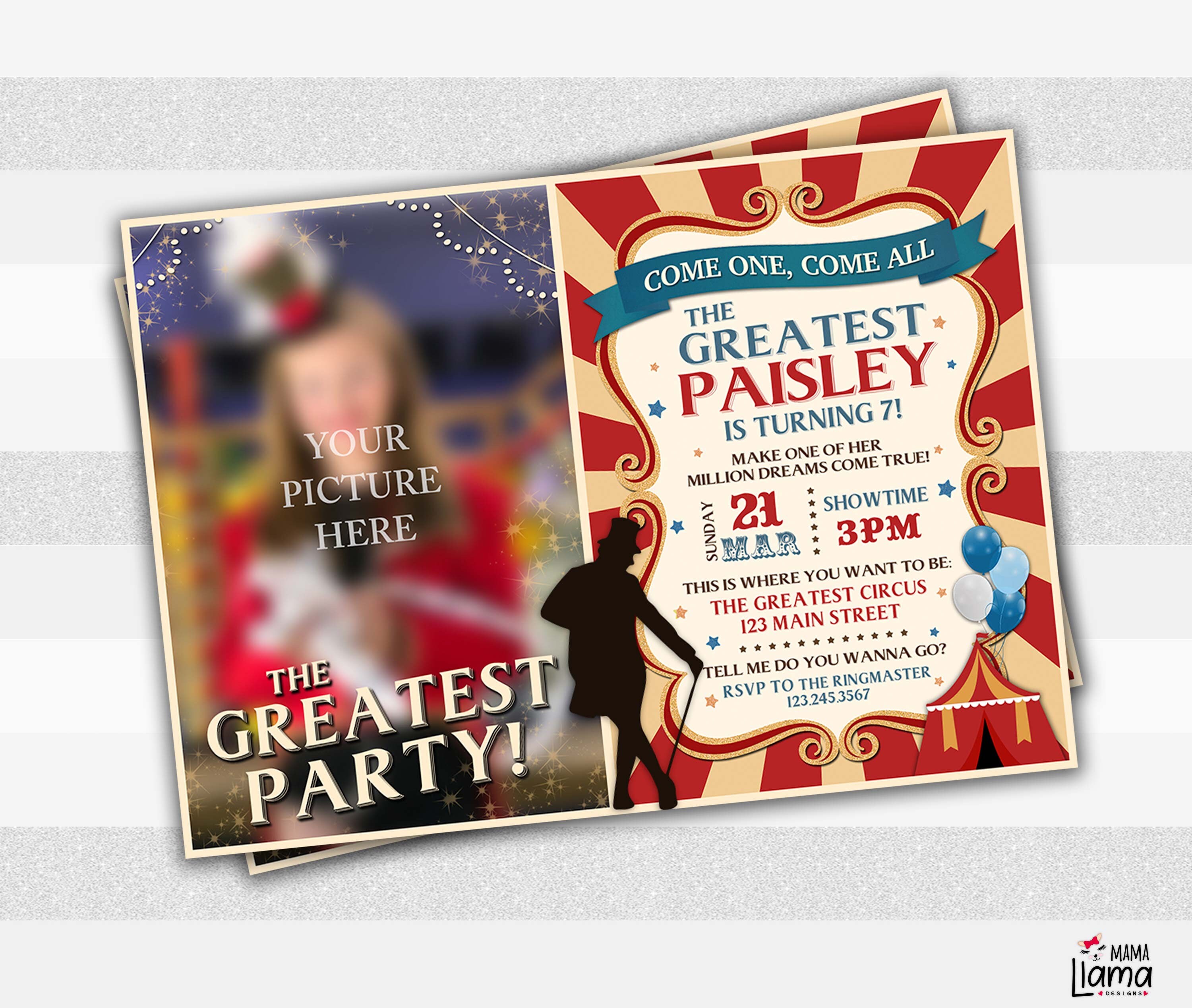 Circus Invitation, Party Invite, Greatest Showman, Ringmaster Invite ...