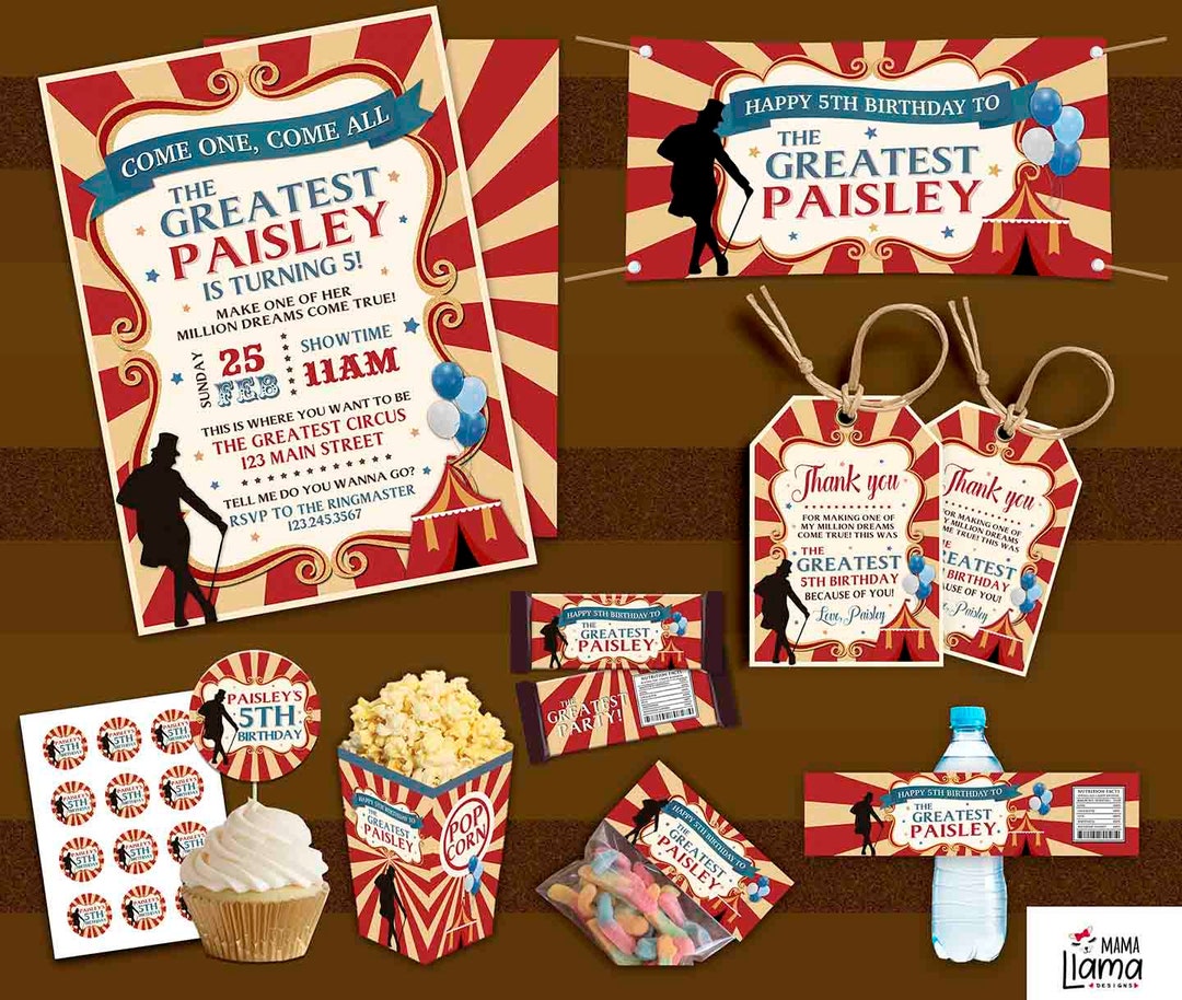 Bundle Circus Party, Party Invite Vintage, the Greatest Showman ...