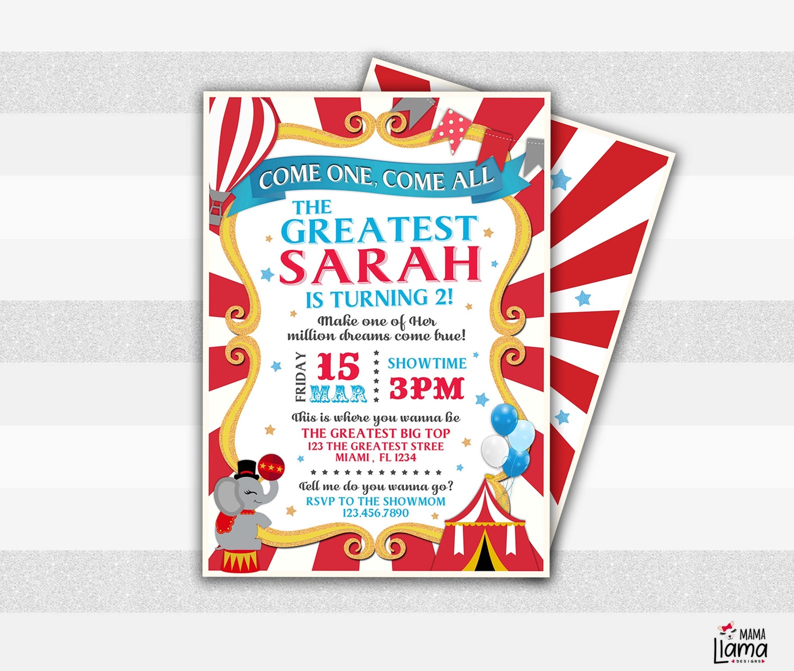Circus Invitation, Party Invite, Greatest Showman, Ringmaster Invite ...