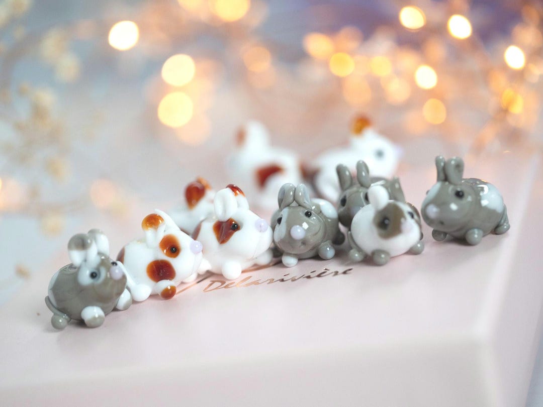 One (1 Pc) Lampwork Bunny Beads, Small Cute Animal Beads for Earrings ...