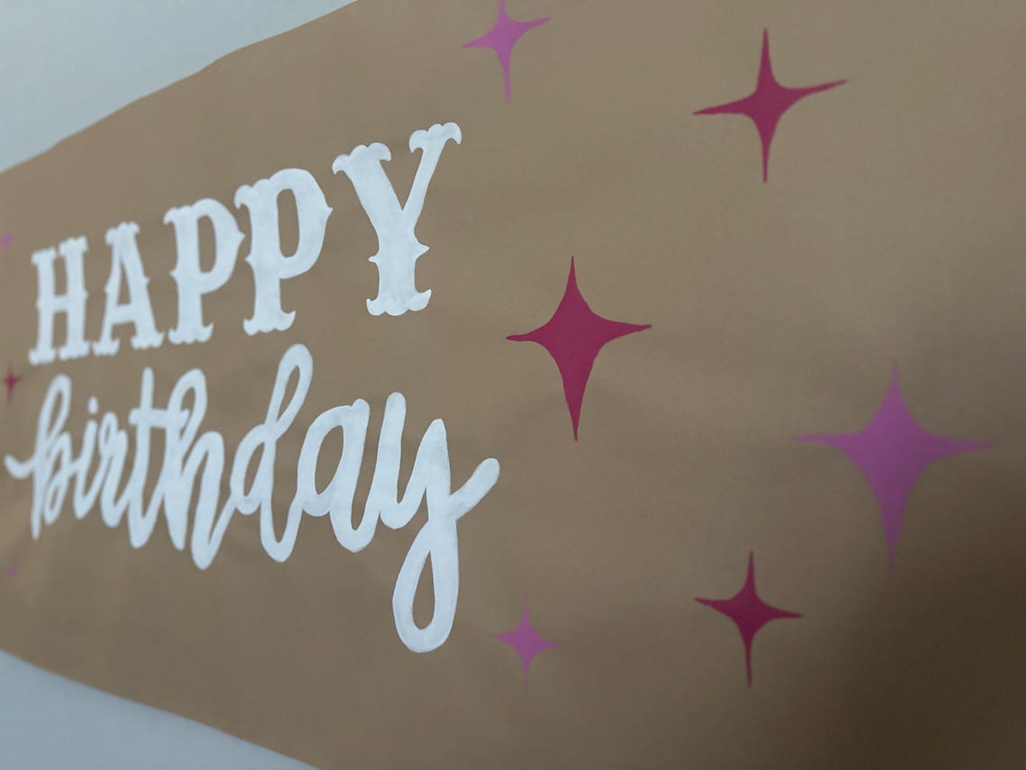 Happy Birthday Kraft Paper Sign Customized Sign - Etsy