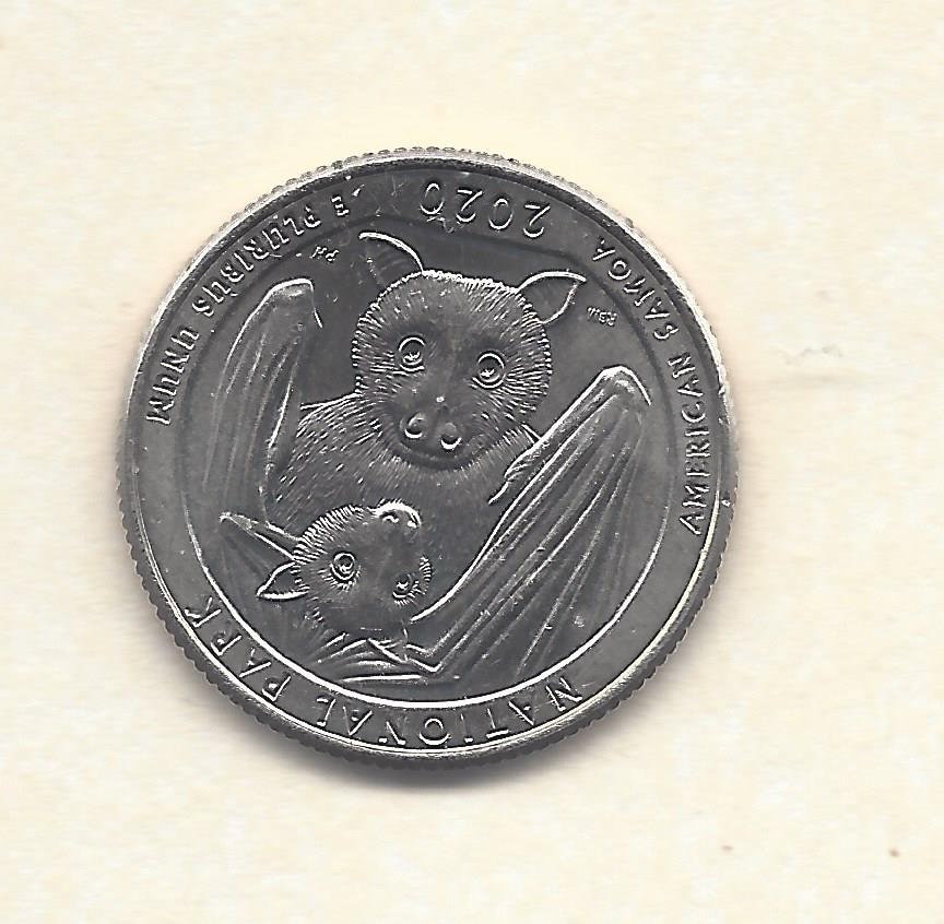 2020 D Quarter - America Samoa - Nation Park - Bat Coin - Uncirculated ...
