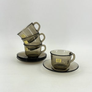 Set of Arcoroc Coffee Cups With Saucer French Design - 1970s - Etsy
