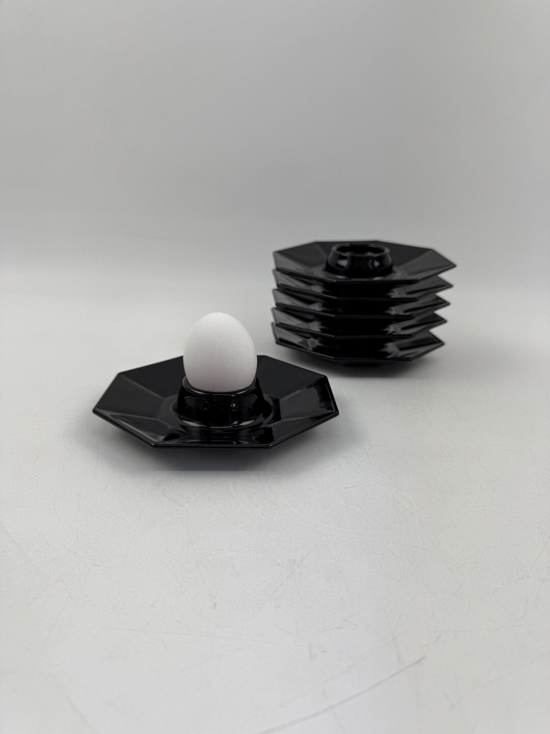 Luminarc - Octime - Octagonal Black Milk Glass Egg Cups - Set of 6 ...