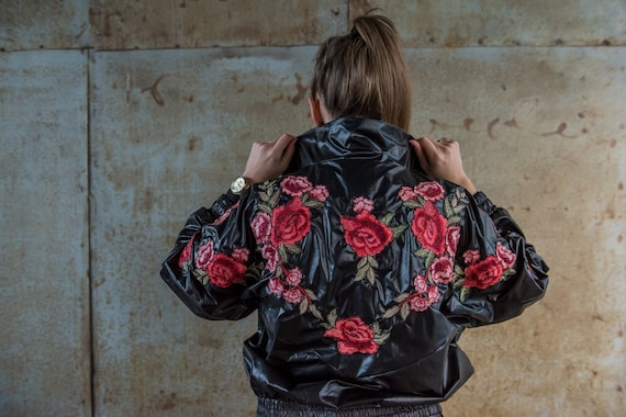 RED ROSES Nylon Tracksuit Set Jacket and Trousers Red | Etsy