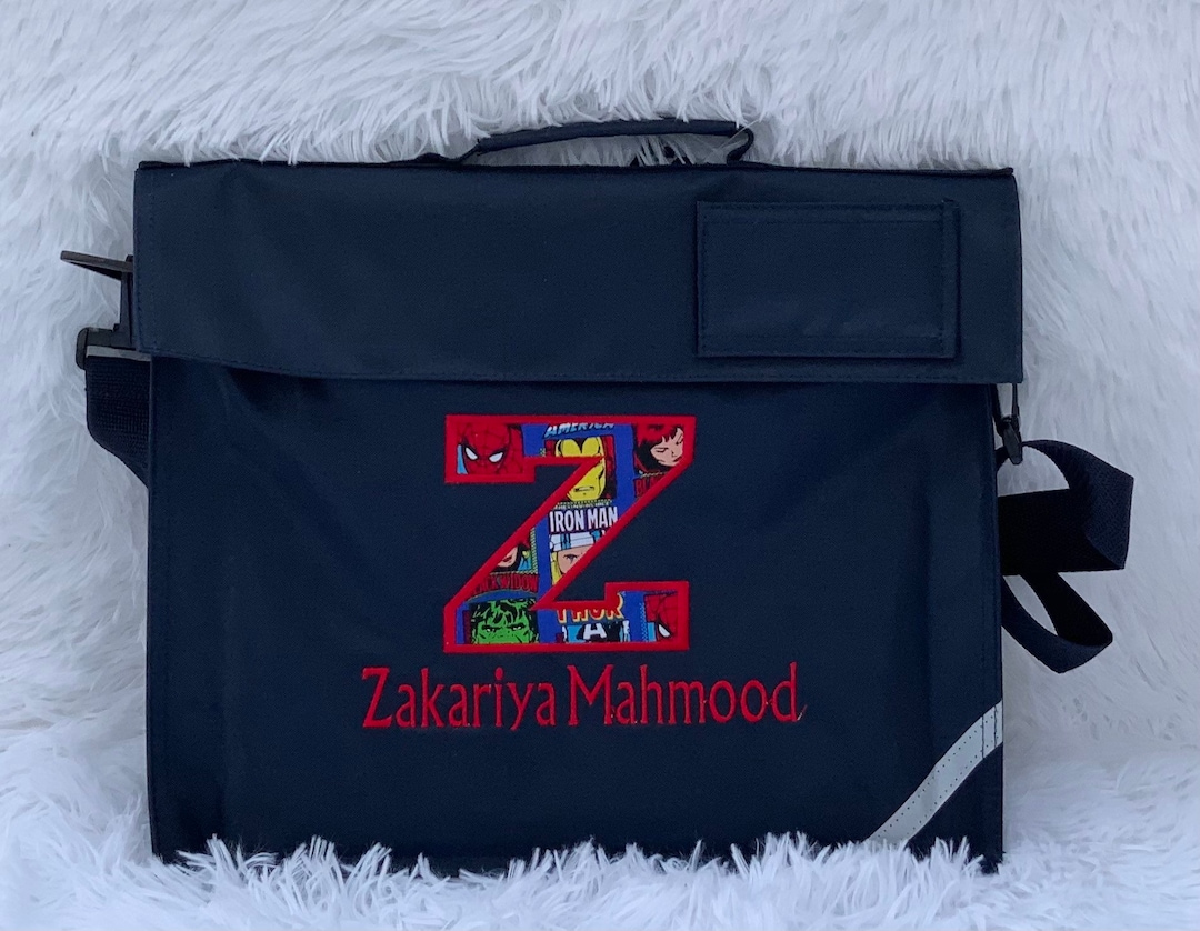 Personalised Children Classic Book Bag | Embroidered Monogrammed Letter ...