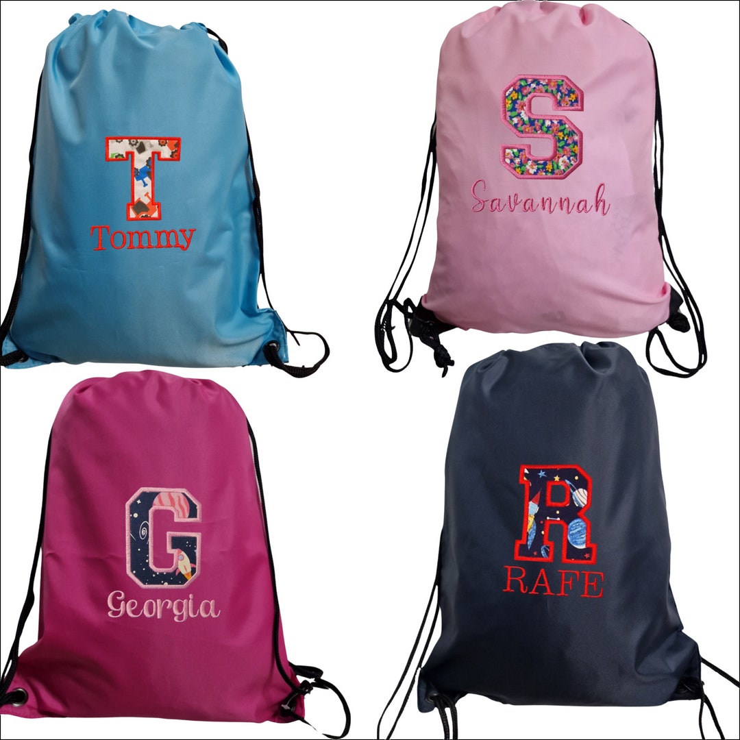Personalised Premium Drawstring Gym Bag Embroidered Monogrammed Initial ...